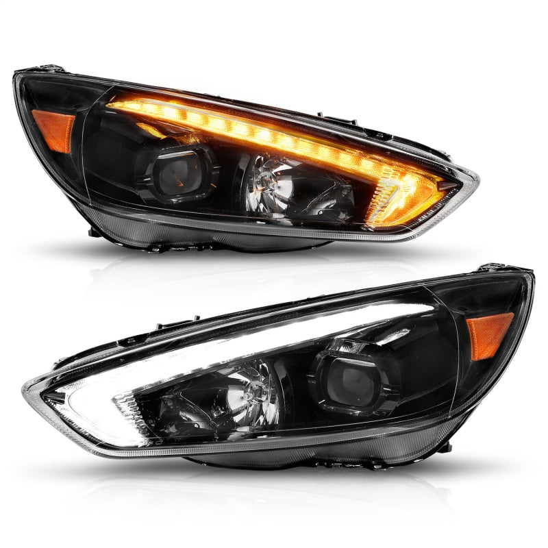 ANZO 15-18 Ford Focus Projector Headlights - w/ Light Bar Switchback B ...